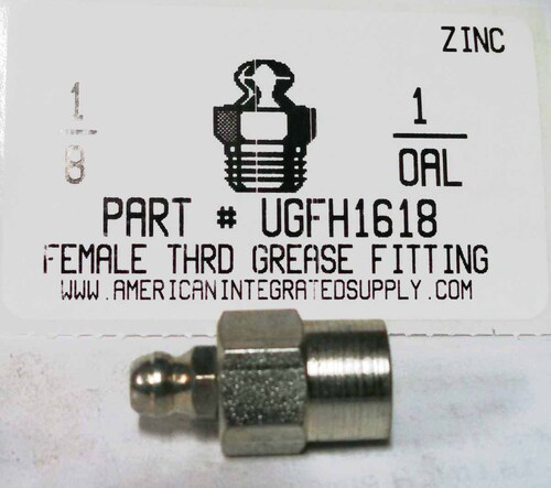 UGFH1618 | 1/8-27 FEMALE NPT STRAIGHT GREASE FITTING STL ZINC ...